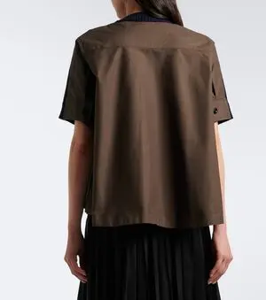Sacai Knitted Cotton And Cashmere-blend Top - Black