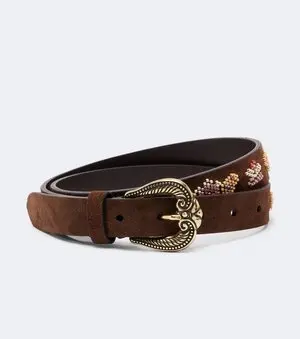 Etro Beaded Suede Belt - Brown
