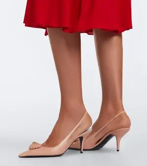 Valentino Garavani C?ur Royal Leather Slingback Pumps