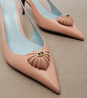 Valentino Garavani C?ur Royal Leather Slingback Pumps