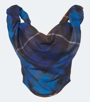 VIVIENNE WESTWOOD Plaid Wool Bustier Top - Blue