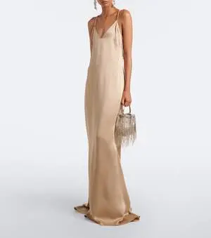 JIMMY CHOO Bon Bon Embellished Satin Bucket Bag