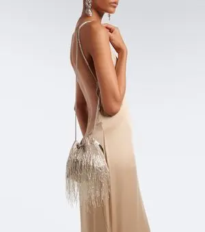 JIMMY CHOO Bon Bon Embellished Satin Bucket Bag