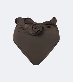 Magda Butrym High-waisted Floral Appliqué Bikini Bottoms - Brown