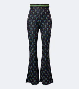 Etro Floral Jacquard Flared Pants - Blue