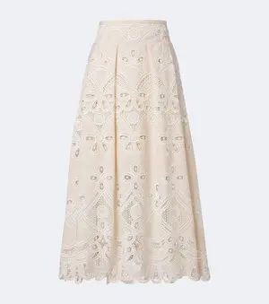 Elie Saab Embroidered Gathered Maxi Skirt - Beige