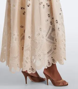 Elie Saab Embroidered Gathered Maxi Skirt