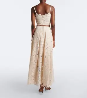Elie Saab Embroidered Gathered Maxi Skirt
