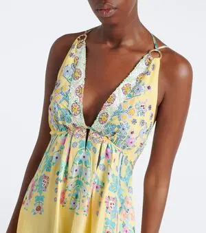 Camilla Sequined Floral Silk Maxi Dress