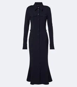 MUGLER Wool-blend Shirt Dress - Blue