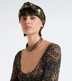 Etro Knotted Jacquard Headband - Black