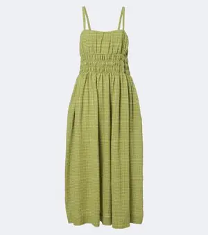 Asceno Verona Checked Cotton Midi Dress