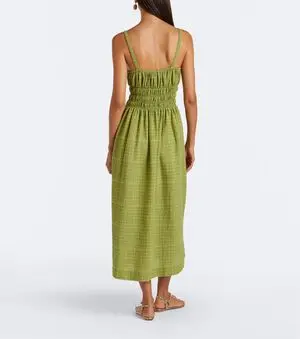 Asceno Verona Checked Cotton Midi Dress