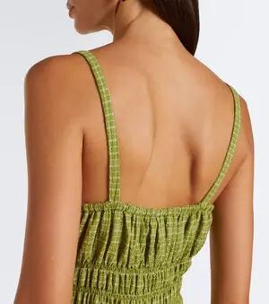 Asceno Verona Checked Cotton Midi Dress