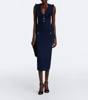 Alessandra Rich Knitted Virgin Wool Midi Dress