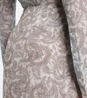 Acne Studios Paisley Lace-trimmed Silk Cr�pe Midi Skirt
