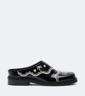 Simone Rocha Embroidered Leather Mules