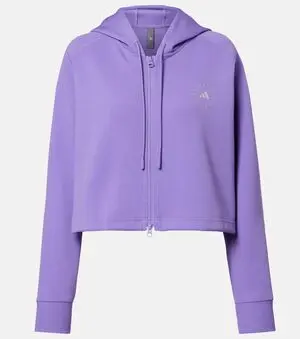 Adidas By Stella McCartney Cropped Logo Cotton-blend Hoodie - Purple