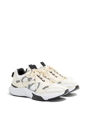 Valentino Garavani White Mesh And Suede Low Top Sneakers - Multicolor