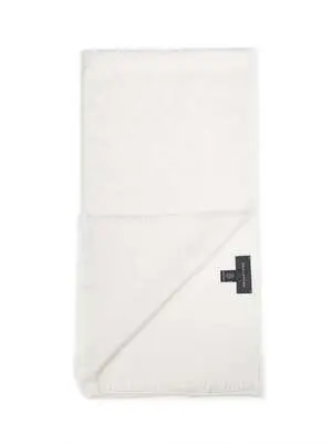 Tagliatore White Jacquard Virgin Wool Logo Scarf