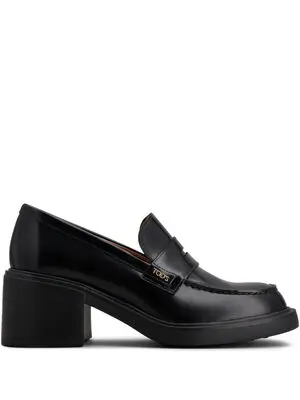TOD'S Leather Block Heel Loafers - Multicolor