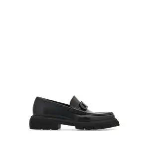 FERRAGAMO Brushed Calfskin Loafers With Double Gancini Buckle
