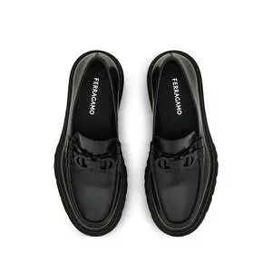 FERRAGAMO Brushed Calfskin Loafers With Double Gancini Buckle
