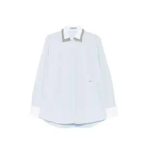 Prada Embellished Cotton Shirt - Blue