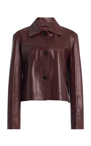 ARMA Cropped Leather Jacket - Burgundy