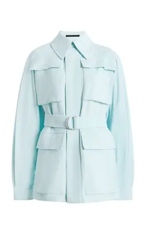 Wardrobe.NYC Crepe Safari Jacket With Belt - Blue