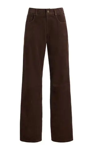 ARMA Suede Straight-leg Pants - Brown