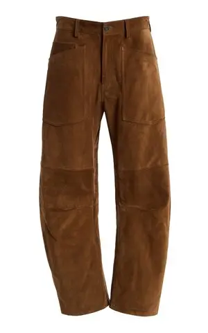 NILI LOTAN Shon Suede Wide-leg Pants - Brown