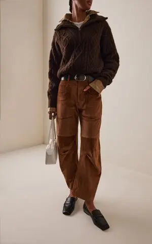 NILI LOTAN Shon Suede Wide-leg Pants
