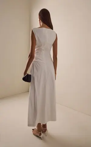 Lela Rose Cotton Poplin Asymmetrical Flounce Dress