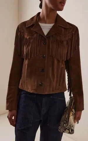 NILI LOTAN Eloi Fringed Suede Jacket