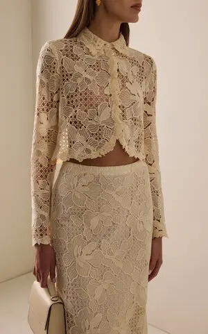 Lela Rose Lattice Guipure Lace Jacket