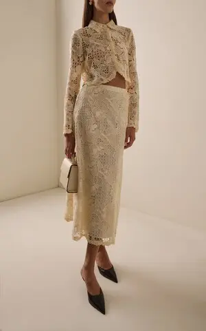 Lela Rose Lattice Guipure Lace Jacket