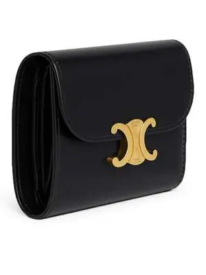 Celine Small Triomphe Wallet In Glossy Calfskin