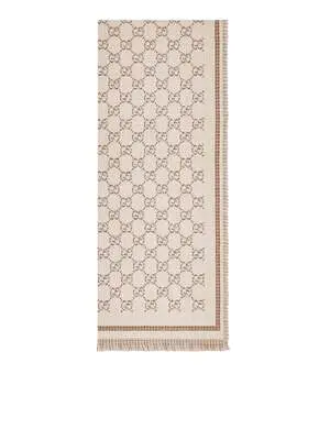 Gucci Double Side Gg Wool Scarf - Cream
