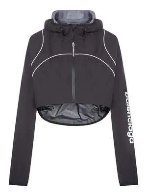 Balenciaga Cropped Techwear Jacket With Drawstring Hood - Black
