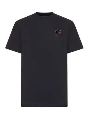 Burberry Cotton T-shirt With Horseman Logo - Black