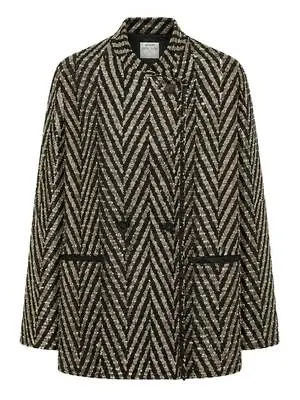 FORTE_FORTE Black Chevron Jaquard Over-jacket