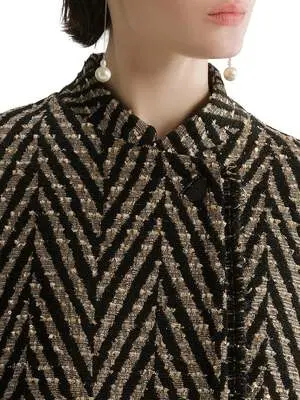 FORTE_FORTE Black Chevron Jaquard Over-jacket