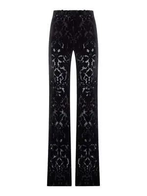 Gucci Floral-print Devoré Velour Trousers - Black