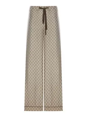 Gucci Printed Silk Twill Trousers - Cream