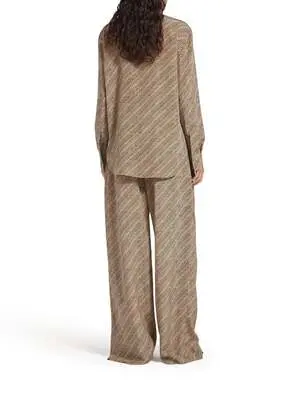 Balenciaga Monogram Silk Crepe Pants - Cream