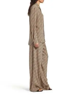 Balenciaga Monogram Silk Crepe Pants - Cream