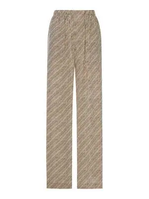 Balenciaga Monogram Silk Crepe Pants - Cream