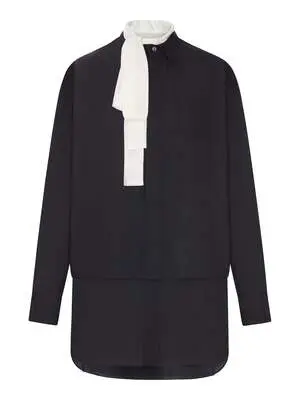 Sacai Shirt Dress With Integrated Scarf - Black