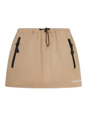 Miu Miu Cotton Gabardine Miniskirt With Drawstring - Multicolor